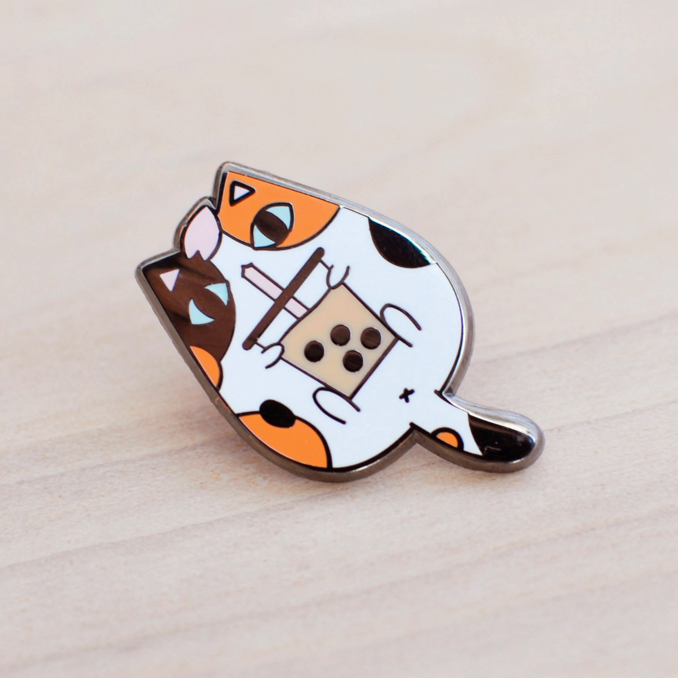 Calico Cat and Boba Enamel Pin | Oh Shiny! Balloons & Party, Pasadena