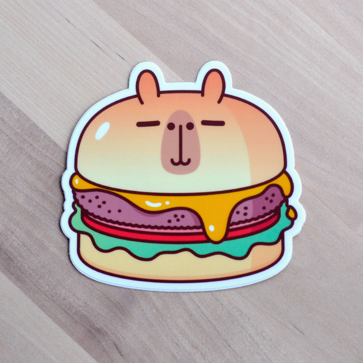 Capybara Cheeseburger Vinyl Sticker | Oh Shiny! Balloons & Party, Pasadena