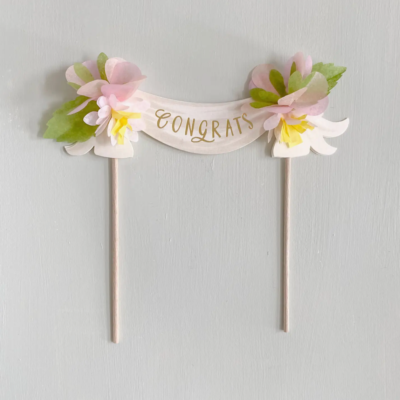 Congrats Cake Topper - Pink Floral | Oh Shiny! Party Goods & Balloons ...
