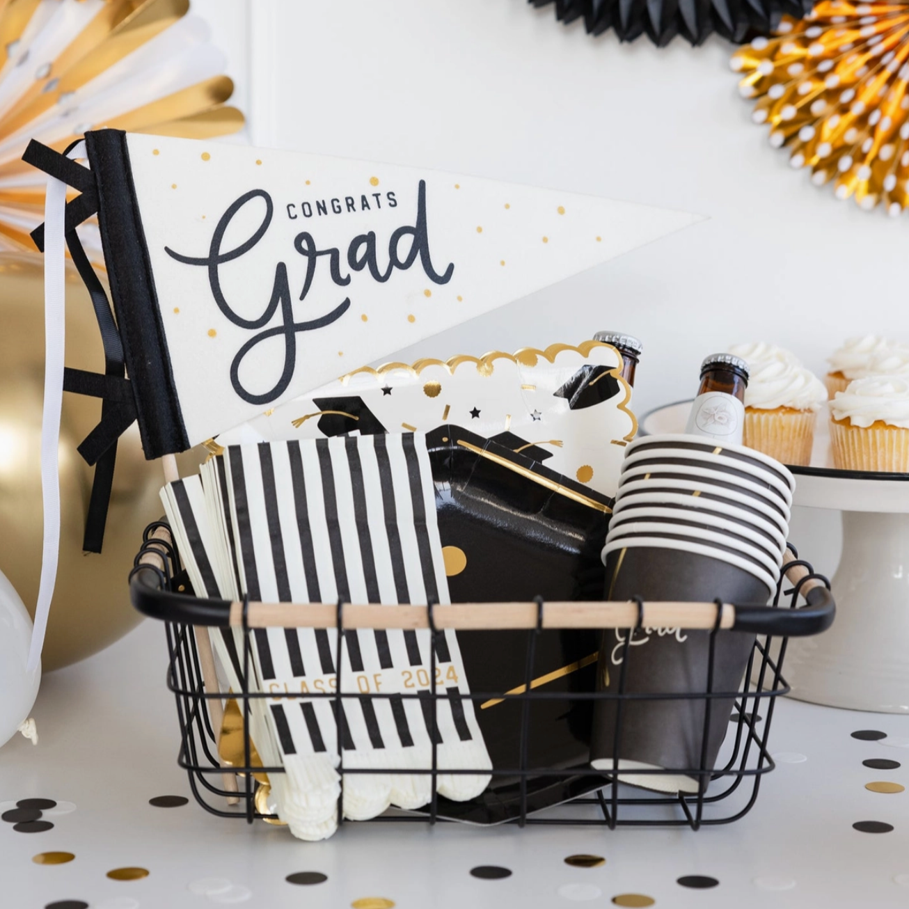 Congrats Grad Felt Pennant Banner | Oh Shiny! Balloons & Party, Pasadena