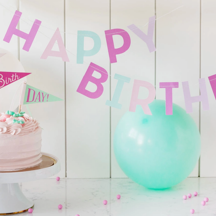 Pink and Mint Birthday Banner | Oh Shiny! Balloons & Party, Pasadena