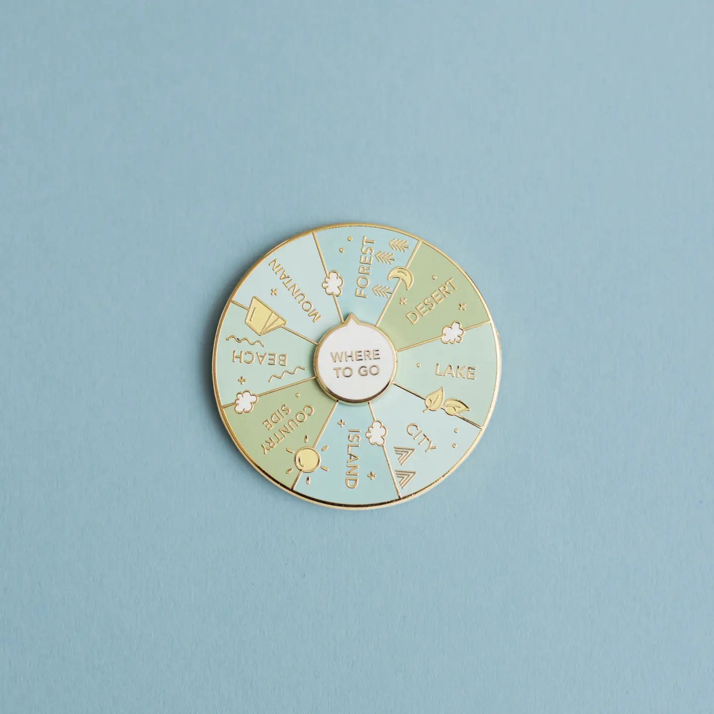 Where To Go Spinning Enamel Pin | Oh Shiny! Balloons & Party, Pasadena