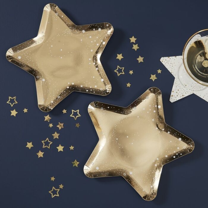 Gold Star Shaped Plates | Oh Shiny! Balloons & Party Goods, Pasadena