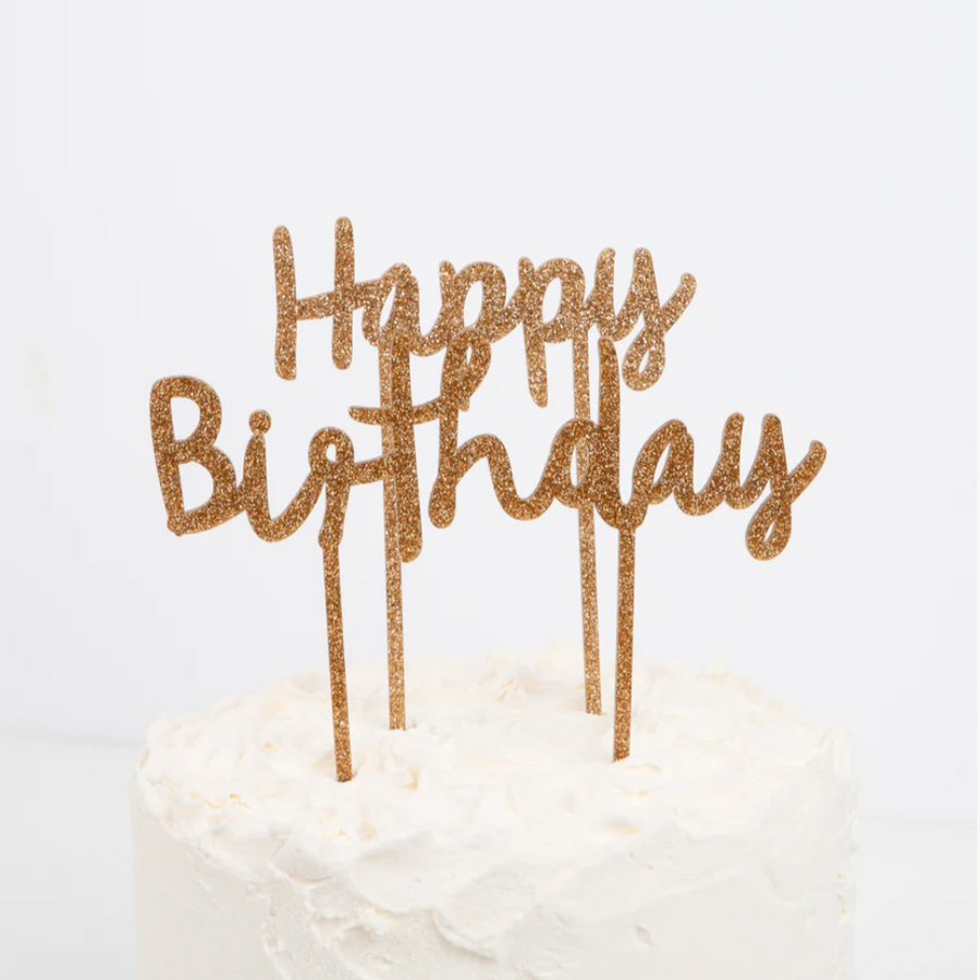 Happy Birthday Gold Glitter Acrylic Cake Topper | Oh Shiny! Balloons ...