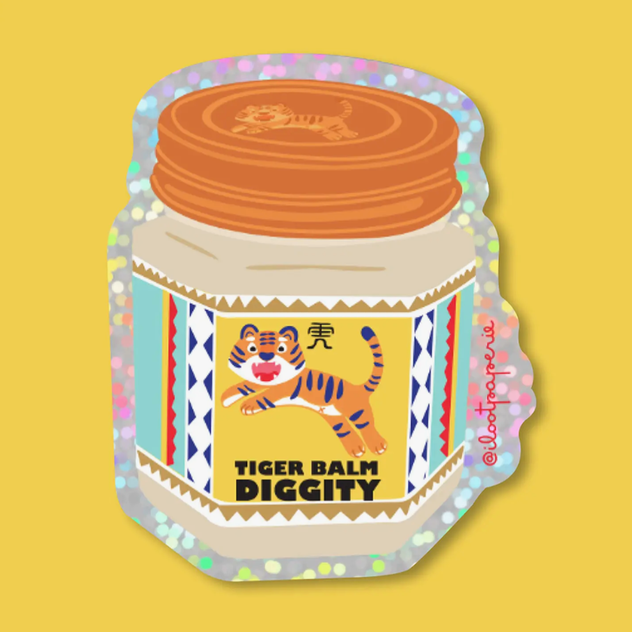 Tiger Balm Diggity Holographic Sticker | Oh Shiny! Balloons & Party ...