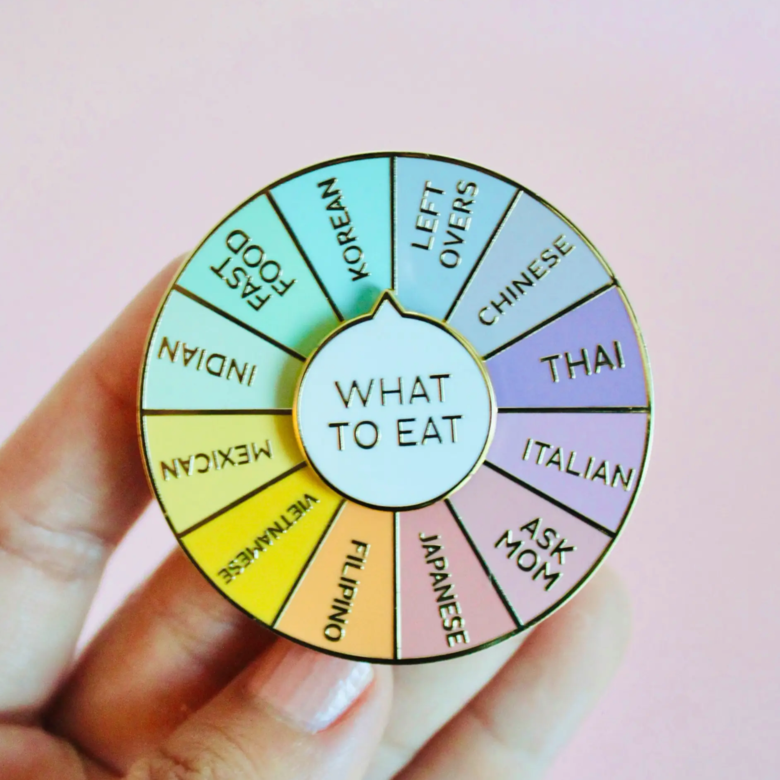 What To Eat Spinning Enamel Pin | Oh Shiny! Balloons & Party, Pasadena