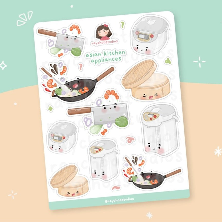 Asian Kitchen Appliances Sticker Sheet | Oh Shiny! Pasadena LA