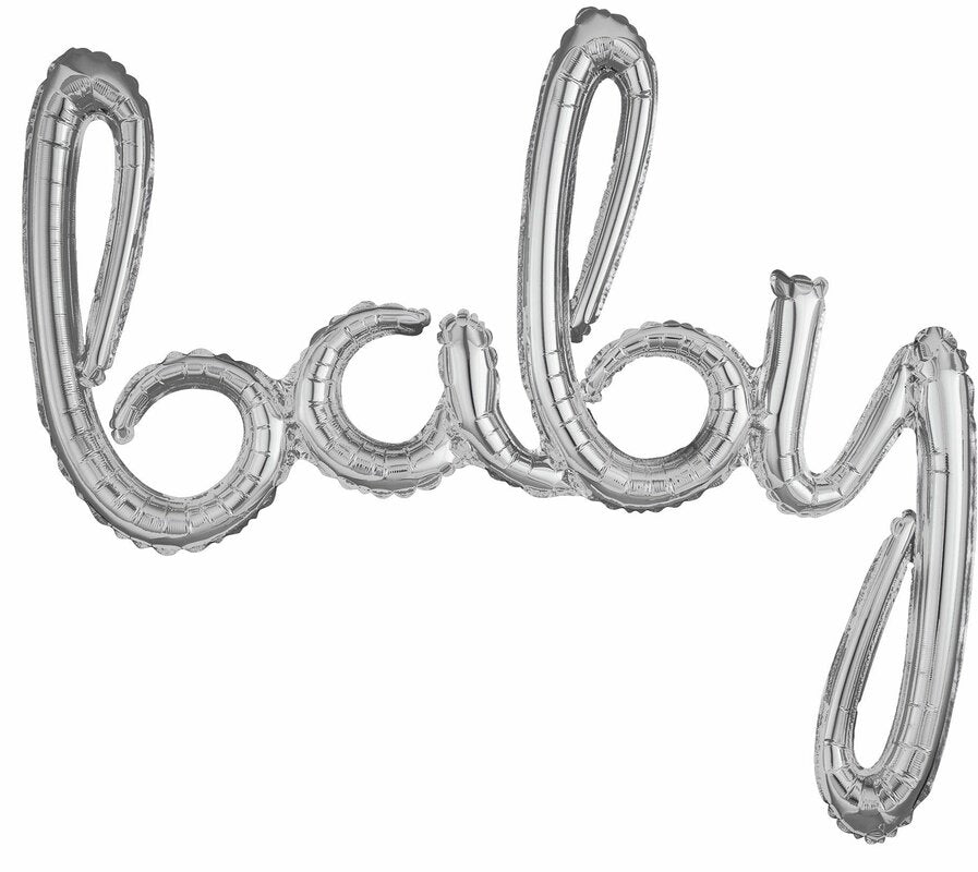 BABY Script Letter Balloon - Silver – Oh Shiny!