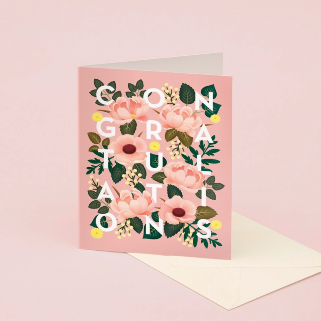 Dusty Pink Floral Congratulations Card – Oh Shiny!