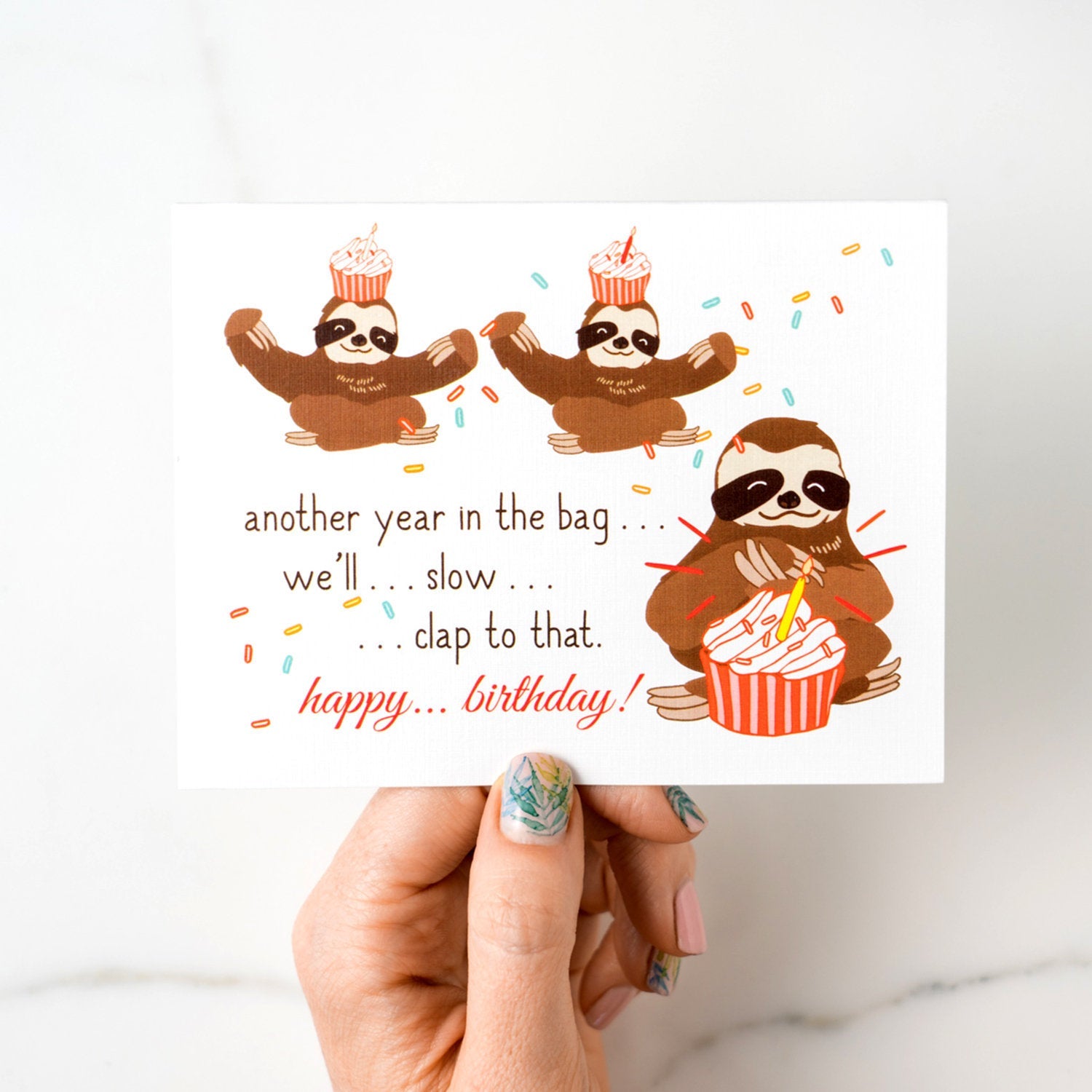 Slow Clap Sloths Birthday Greeting Card | Oh Shiny! Balloons & Party ...